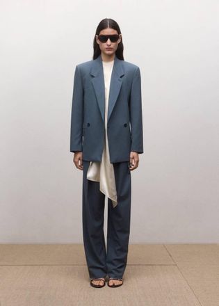 Mango Blazer costume laine m&eacute;lang&eacute;e bleu - Femme - XS - MANGO