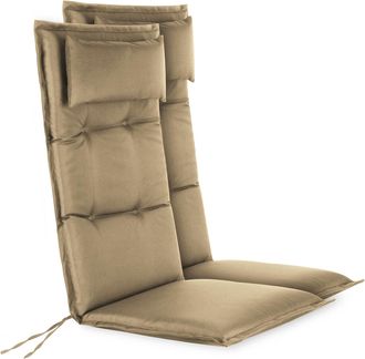 Normani 2er-Set Stuhlauflagen Hochlehner mit Kissen - Sitzpolster Gartenstuhlauflagen f r Drau en und Drinnen aus pflegeleichtem und wasserdichtem Outdoor Mat