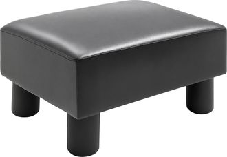 HOMCOM Sitzhocker Hocker mit Kunstleder Moderner Fußhocker Kunstlederhocker Ottomane für Schlafzimmer, Wohnzimmer, Schwarz