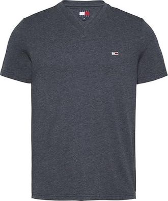 Tommy Jeans T-Shirt Manches Courtes Homme Jaspe Col en V, Bleu (Dark Night Navy HTR), XXL