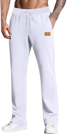 Generic Pantalon de surv&ecirc;tement ample pour homme avec bas ouvert, coupe droite, jambes larges, taille &eacute;lastique, cordon de serrage, pantalon de sport avec poc