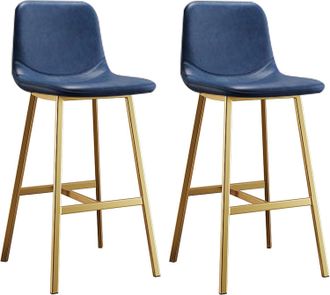 Generic Barhocker mit R&uuml;ckenlehne, 150 kg belastbar, aus PU-Leder, ideal f&uuml;r K&uuml;cheninseln; gepolsterte Barhocker mit Fu&szlig;st&uuml;tze; Esszimmerst&uuml;hle f&uuml;r die Bar