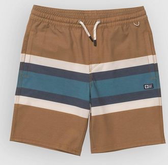 Salty Crew Crew Stripe Volley Kids Boardshort marron