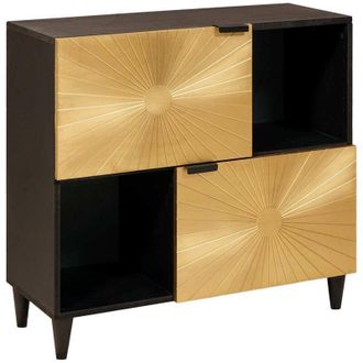 vidaXL Meuble dappoint avec stockage Noir et or 80 x 33,5 x 75 cm vidaXL