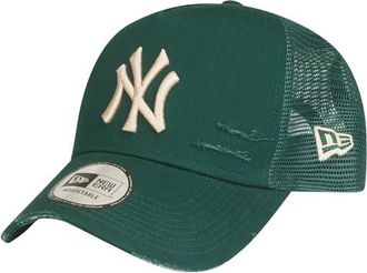 New Era Mesh Trucker Cap Distressed New York Yankees Forest