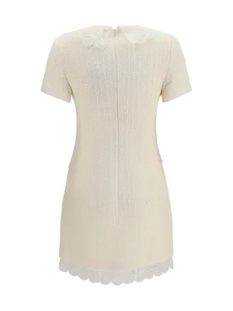 Self Portrait Womens Tailored Mini Dress With Boucl&eacute; Lace Inserts Cream