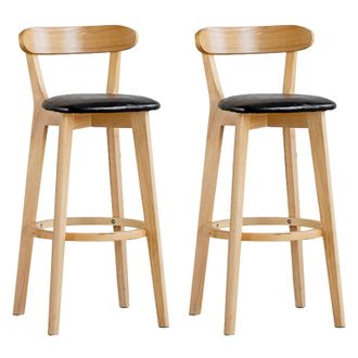 Generic Barhocker-Set (2Er-Set), Tresenh&ouml;he 61/71/81 cm mit R&uuml;ckenlehne, Rustikale Barhocker mit Kunstlederbezug und Holzbeinen f&uuml;r Die K&uuml;cheninsel