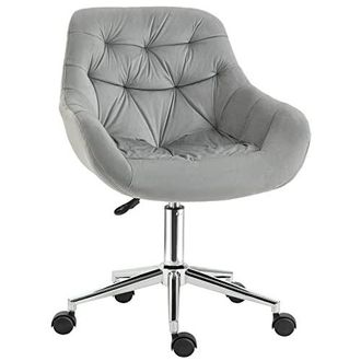 Vinsetto Chaise de Bureau Design Contemporain pivotante 360&deg; Ergonomique Hauteur r&eacute;glable rev&ecirc;tement capitonn&eacute; Velours Grand Confort 59 x 58 x 90 cm Gris