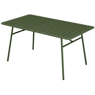 Vente-Unique Table de jardin L.160 cm en m&eacute;tal - Kaki - MIRMANDE de MYLIA