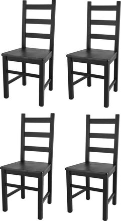Tommychairs Tommychairs - 4er Set Stühle Rustica für Küche und Esszimmer, robuste Struktur aus lackiertem Buchenholz in Anilinfabre Schwarz und Sitzfläche aus Hol