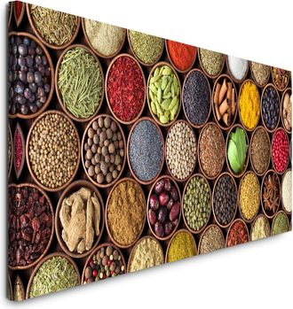 Paul Sinus Art GmbH Gewürze in Bechern 120x 50cm Panorama Leinwand Bild XXL Format Wandbilder Wohnzimmer Wohnung Deko Kunstdrucke