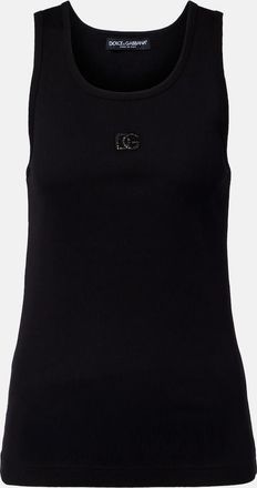 Dolce & Gabbana Verziertes Top DG aus Rippstrick