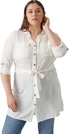 Vero Moda Vero Moda Vmbumpy Robe Chemise L/S WVN Curve Noos, Blanche-Neige, 48 Femme
