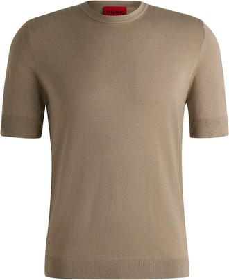 HUGO BOSS Herren San Carl-CV Slim-Fit Strickpullover mit kurzen &Auml;rmeln Braun XXL