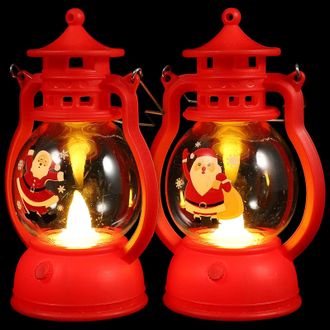 OSALADI 2st&uuml;cke Laterne f&uuml;r Weihnachten Dekorative LED Laterne Weihnachtsschmuck Tischlampe f&uuml;r Weihnachts-Feier Batteriebetriebene f&uuml;r Wohnung Hotel Gesch&auml;ft