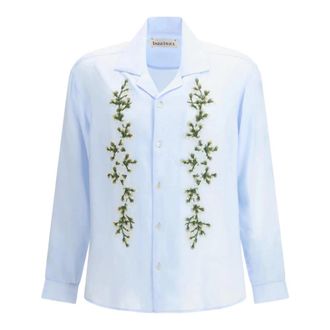 Baziszt Tinees Hemd mit Blumenstickerei - - Shirts - Herren - Blau - L