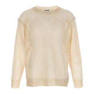 Jil Sander Homme, Pulls, Beige, Taille: L Pull ras du cou en soie