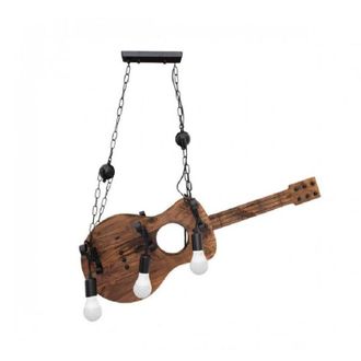 Trade Shop Trade Shop - kronleuchter h&auml;ngeleuchte design gitarre holzform 6 fassungen E27 A53