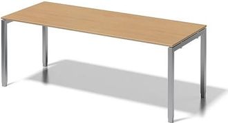 Bisley Cito Schreibtisch, 650-850 mm höheneinstellbares U-Gestell, Metall, Bc355 Dekor Buche, Gestell Silber, 80 x 200 x 85 cm