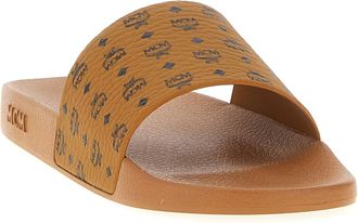 MCM All-Over Monogram Slides - Tan