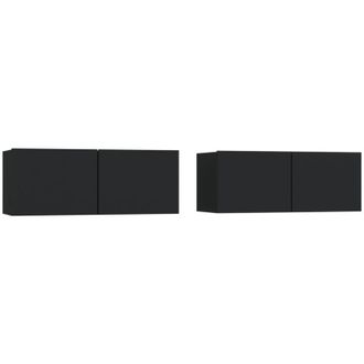 vidaXL Vidaxl - TV-Schr&auml;nke 2 Stk. Schwarz 80x30x30 cm Holzwerkstoff