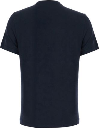 Giorgio Armani Embroidered Viscose T-Shirt - Navy