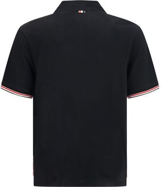 Thom Browne RWB-Striped Cotton Polo Shirt - Black
