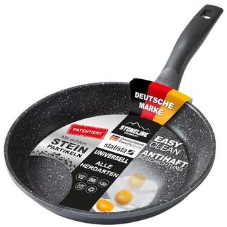 STONELINE Poêle à Frire 26 cm, adaptée à lInduction, Revêtement Antiadhésif avec de vraies particules de pierre, Cuire sans Huile ni Graisse