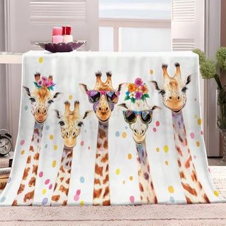 Generic Fleur De Girafe Aquarelle Couverture Plaid Multicolore Plaid Polaire, Couverture et Plaid Canapé Grande Taille en Flanelle Douce et Chaude, Confortabl