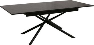 Hhg [NEUWERTIG] Esszimmertisch HHG-191, Ausziehtisch Esstisch, Eisen MDF ausziehbar 160-200x90cm Stein-Optik schwarz