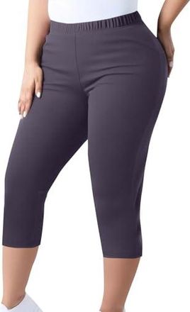 Generic Pantacourt pour femme - Taille élastique - Longueur 3/4 - Legging dété décontracté - Pantacourt grande taille - Pantacourt dentraînement - Couches de 