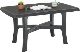 Dmora Raspberry Gartentisch, 6 Pl&auml;tze, L&auml;nge max. 138 cm, Made in Italy, Kacheloptik, 138x88x72h cm, Anthrazit Schwarz