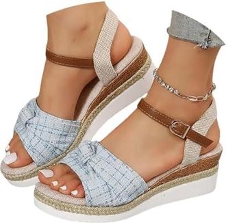 Generic Sandales compens&eacute;es pour femme Uk2026, soutien de la vo&ucirc;te plantaire, bout ouvert, sangle de cheville, sandales &agrave; enfiler, d&eacute;coration en m&eacute;tal, chauss