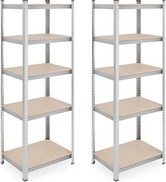 Relaxdays Schwerlastregal 2er Set, 500 kg, Stahl, Lagerregal, Keller, Garage, zum Stecken, HBT: 180 x 60 x 45 cm, Silber