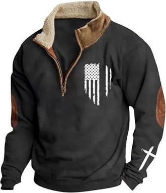 Generic Pull &agrave; col en V pour homme avec col montant en coton - Pull de travail pour homme - Haut &agrave; manches longues pour homme - Sans capuche - Chemises dext&eacute;r