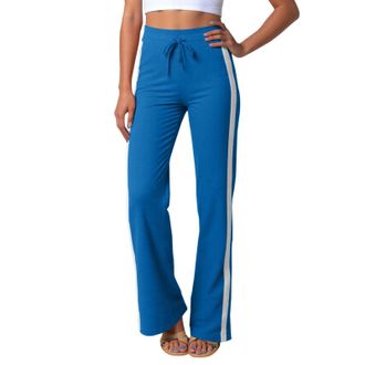 Generic Weite Hose Damen Freizeithose Lockere Sweatpants Yogahose mit Taschen Elegant Stoffhose Hohe Taille Jogginghose Straighthose Bauchkontrolle Schlaghose