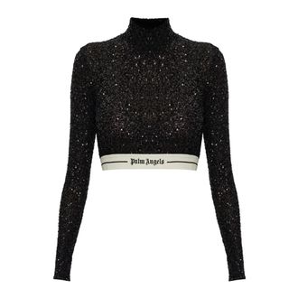 Palm Angels Crop Top - - Tops - Damen - Schwarzk - M