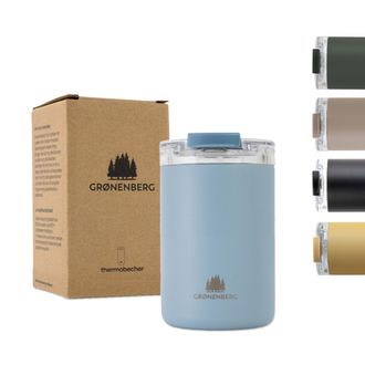Groenenberg Thermobecher 320 ml | Kaffeebecher to go 100% Auslaufsicher | H&auml;lt mind. 4 h warm | Coffee to go Becher aus recyceltem Edelstahl (Sky)