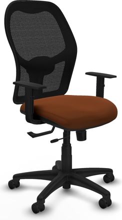 Piqueras y Crespo Stuhl mit Rollen f&uuml;r PC Aloc&eacute;n mit 1D-Armen, h&ouml;henverstellbare Lendenwirbelst&uuml;tze, ausgestattet mit Syncro/Traslack und Schneideschaum, Schwarz/Braun