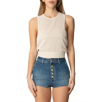 Elisabetta Franchi Femme, Tops, Beige, Taille: 36 FR Top Tricot Sans Manches
