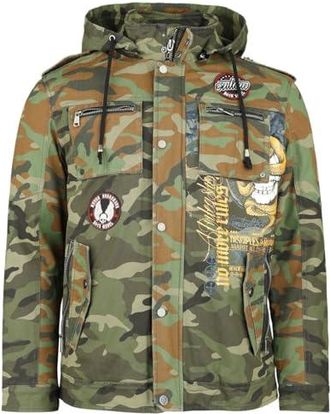 Rock Rebel by EMP Homme Veste de transition camouflage avec imprimés et patchs L