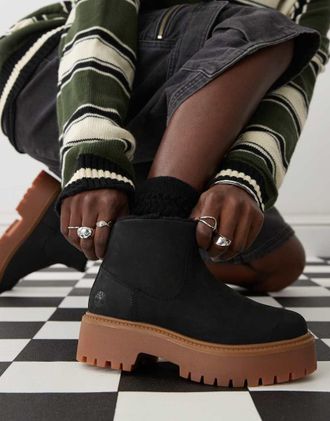 Timberland Stone Street - Erh&ouml;hte Chelsea-Stiefel aus Nubukleder in Schwarz mit Innenfutter