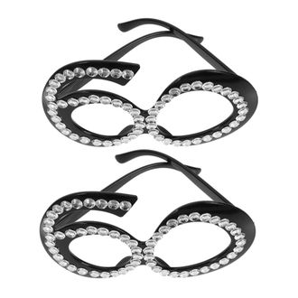 Pretyzoom 60 Geburtstagsbrille Kunststoff Mit Strasssteinen Zahlenmotiv Leicht Und Wiederverwendbar F&uuml;r Jubil&auml;umsfeier Partyaccessoire