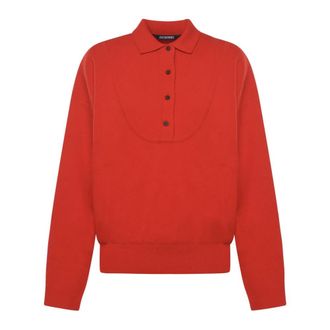 Jacquemus Roter Cashmere-Pullover Gerippter Kragen - - Knitwear - Damen - Rot - M
