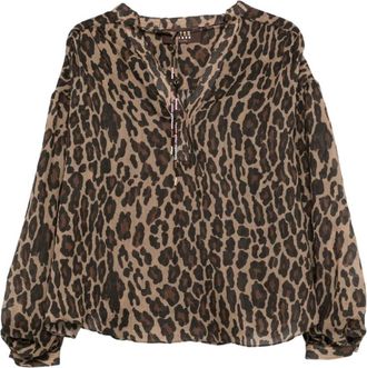 Bazar Deluxe Femme, Blouses et Chemises, Brun, Taille: 36 FR Blouse &agrave; encolure en V orn&eacute;e de perles
