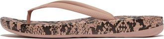 FitFlop Iqushion Ergonomische Flip-Flops für Damen, Schlangenmuster, beige, 43 EU