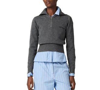 Miu Miu Grey Cashmere Half Zipper Sweater Size 38
