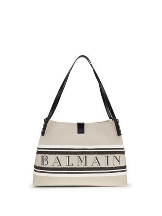 Balmain Womens Shoulder Bag Release Natural-Black-Optical White Cotton Natural/black/optical