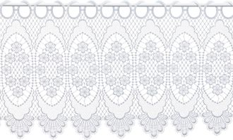 Plauener Spitze by Modespitze, Store Bistro Gardine Scheibengardine mit Stangendurchzug, hochwertige Stickerei, Höhe 30 cm, Breite 112 cm, Weiß