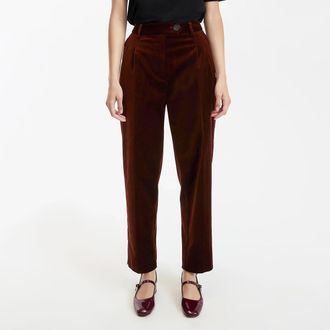La Redoute Collections Pantalon Cigarette &Agrave; Pinces En Velours Lisse